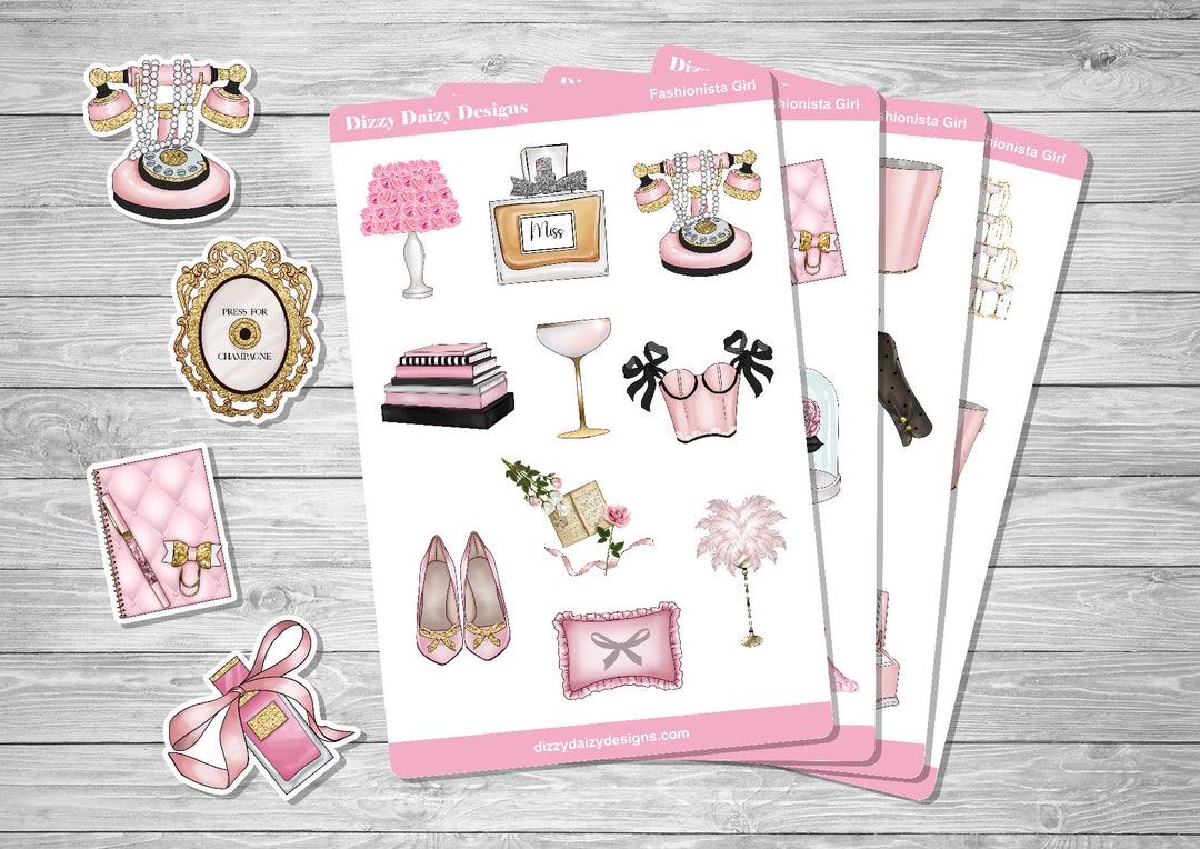 42 Fashionista Girl Stickers Glamour Girl French Fashion - Etsy
