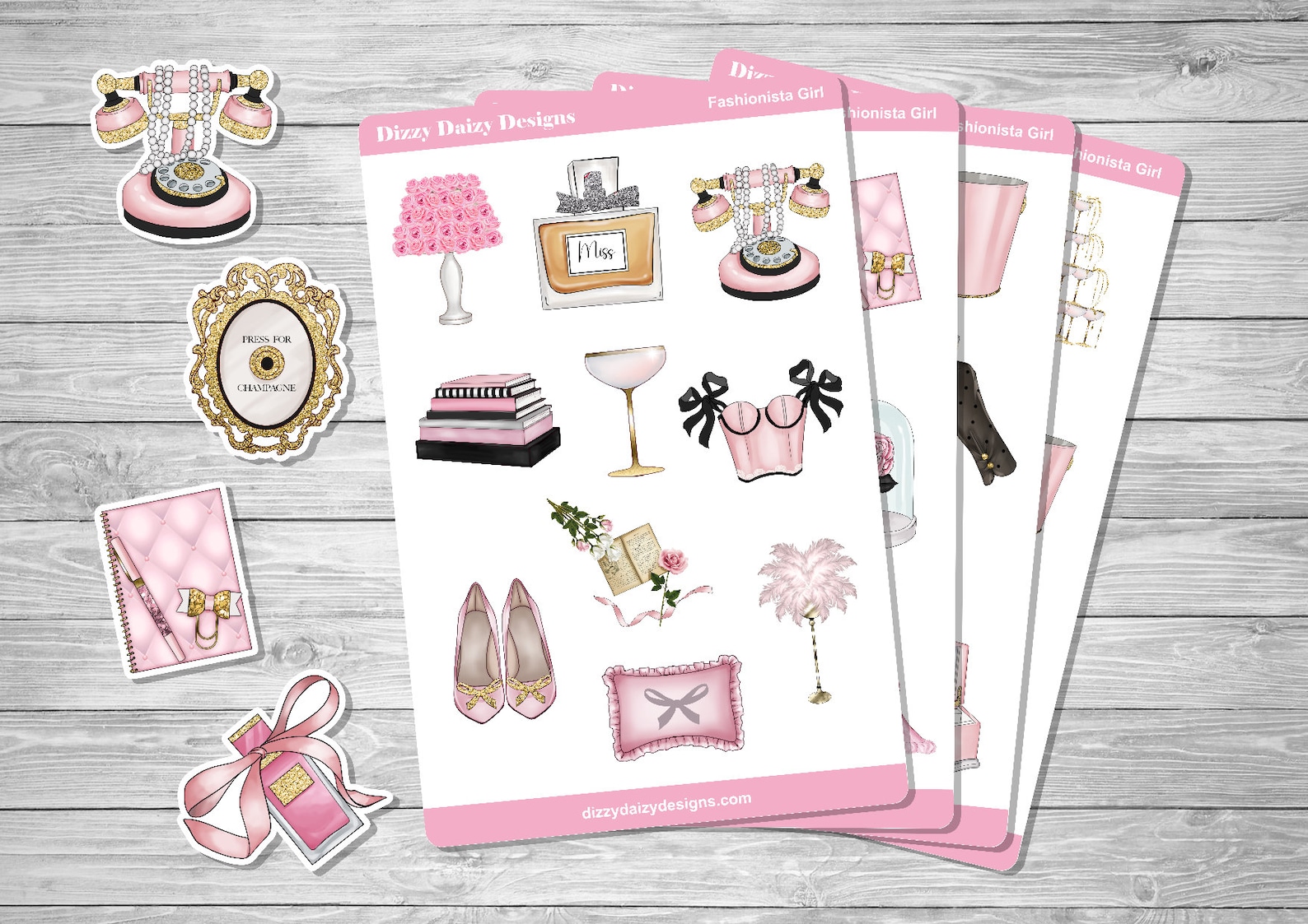 42 Fashionista Girl Stickers, Glamour Girl Stickers, French Fashion ...