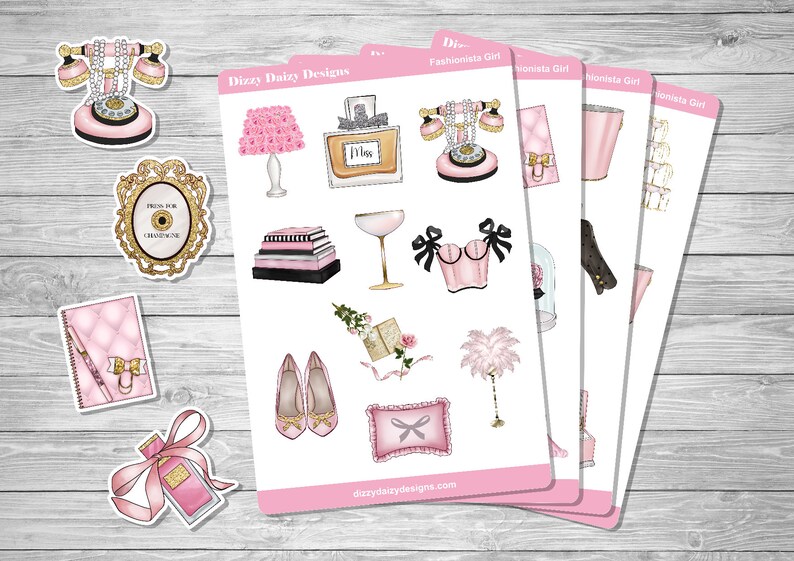 42 Fashionista Girl Stickers, Glamour Girl Stickers, French Fashion ...