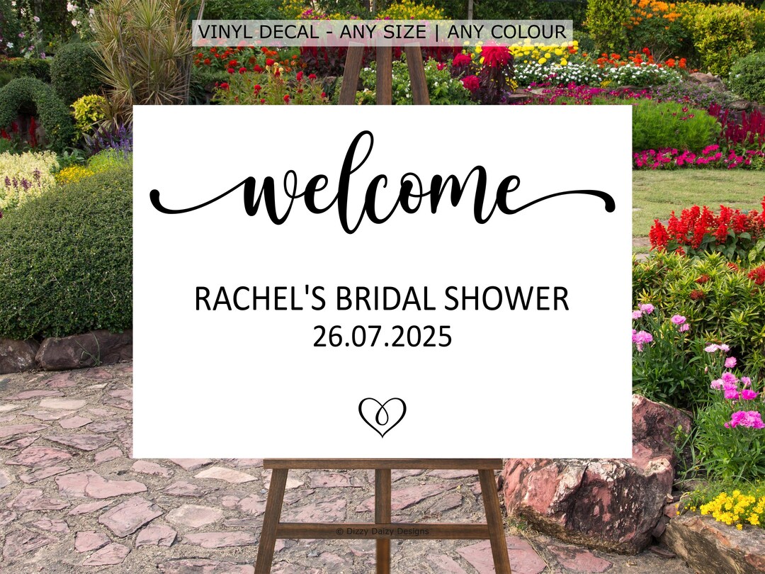 VINYL DECAL Custom Bridal Shower Decal, DIY Bridal Shower Welcome Sign ...