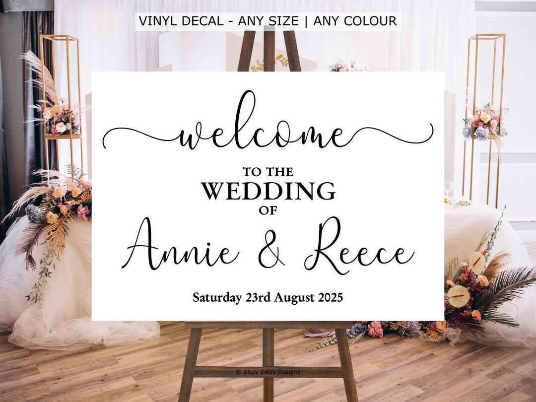 VINYL DECAL Custom Wedding Decal, Wedding Board Decal, DIY Welcome Sign ...