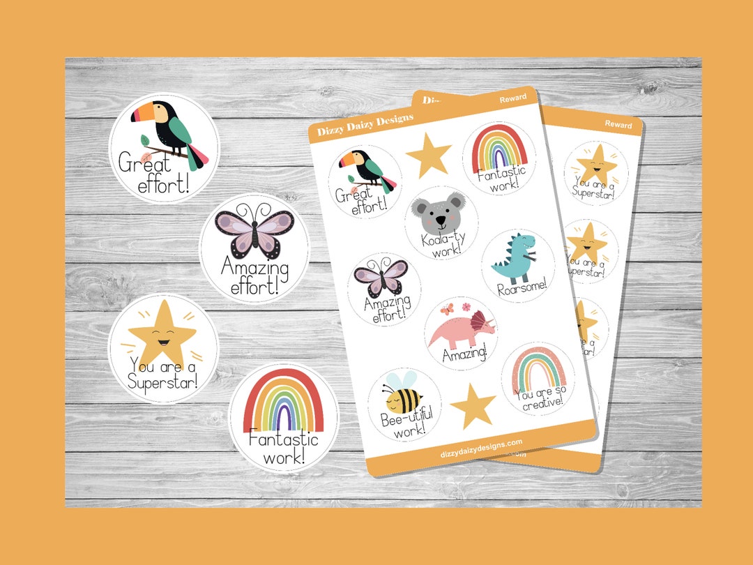 22 Reward Stickers, Teacher Stickers, Animal Reward Stickers, Well Done ...