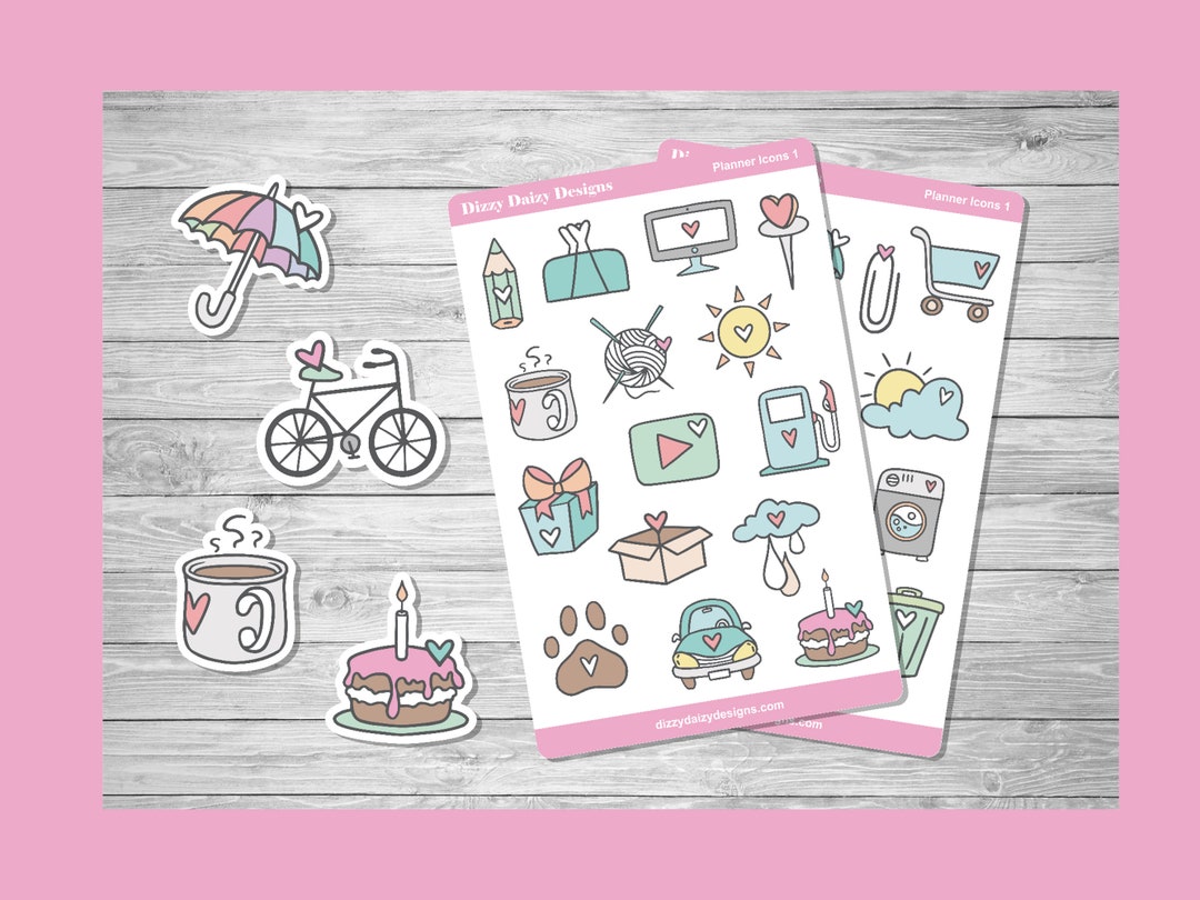 Planner Stickers, Daily Planner Icons, Planner Doodles, Journal ...