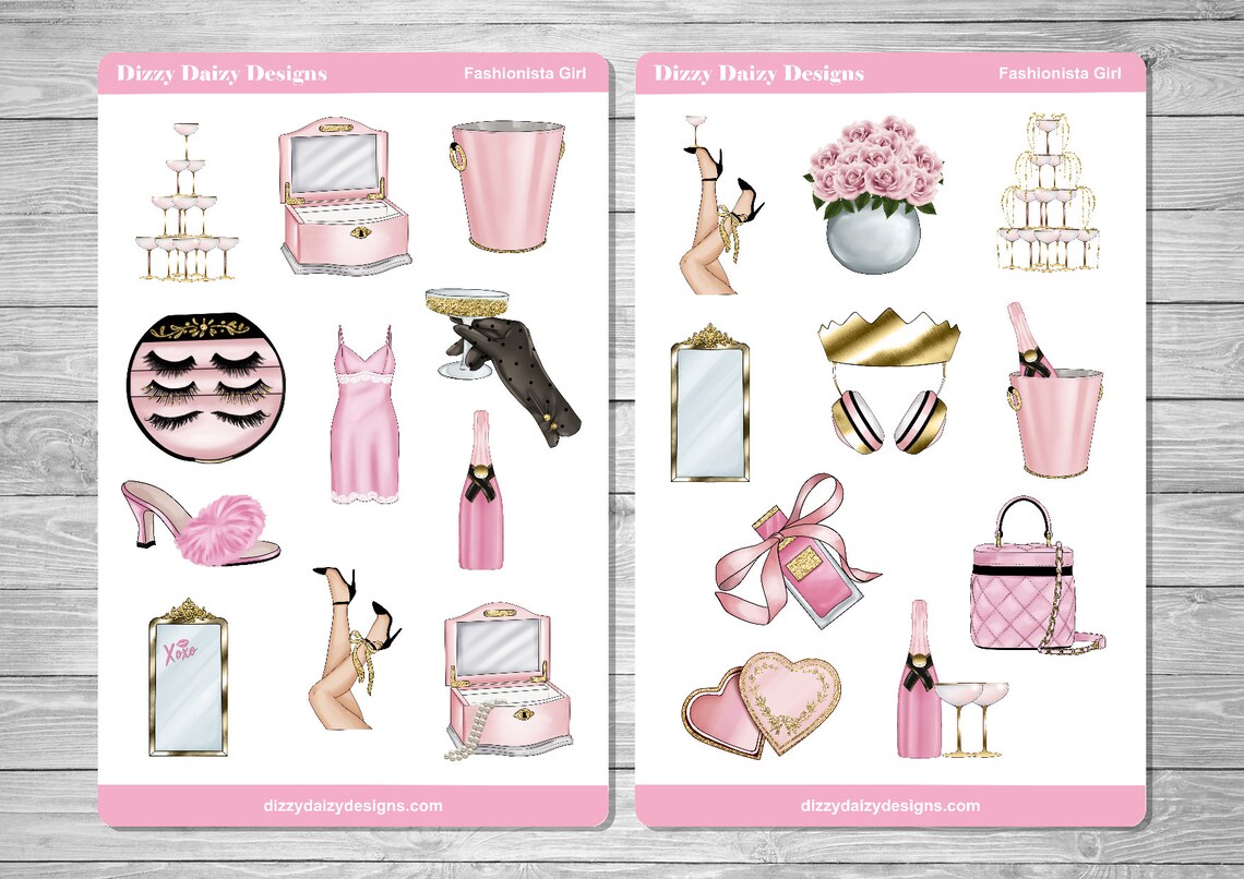 42 Fashionista Girl Stickers, Glamour Girl Stickers, French Fashion ...