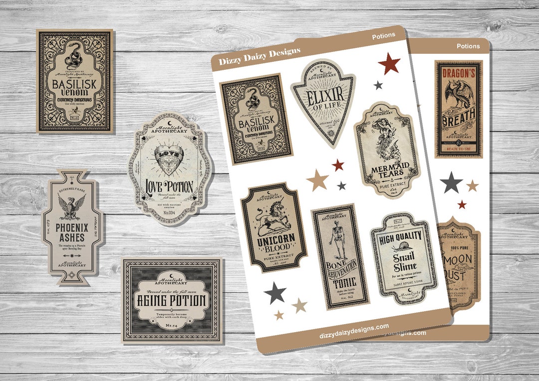 12 Potion Stickers Apothecary Labels Halloween Stickers - Etsy