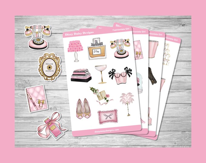 42 Fashionista Girl Stickers, Glamour Girl Stickers, French Fashion ...