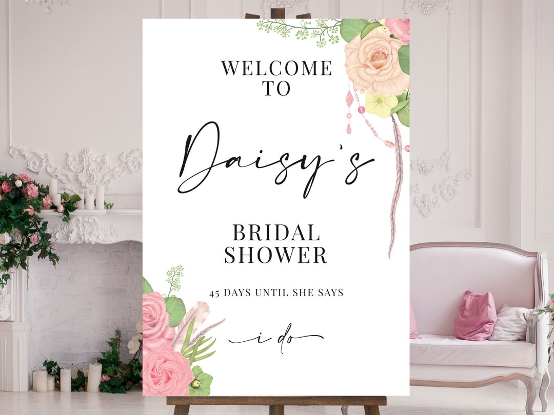 Boho Bridal Shower Welcome SIGN A1 A2 A3 or A4, Hen Do Welcome Sign ...