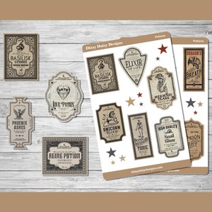 12 Potion Stickers, Apothecary Labels, Halloween Stickers, Witchcraft ...