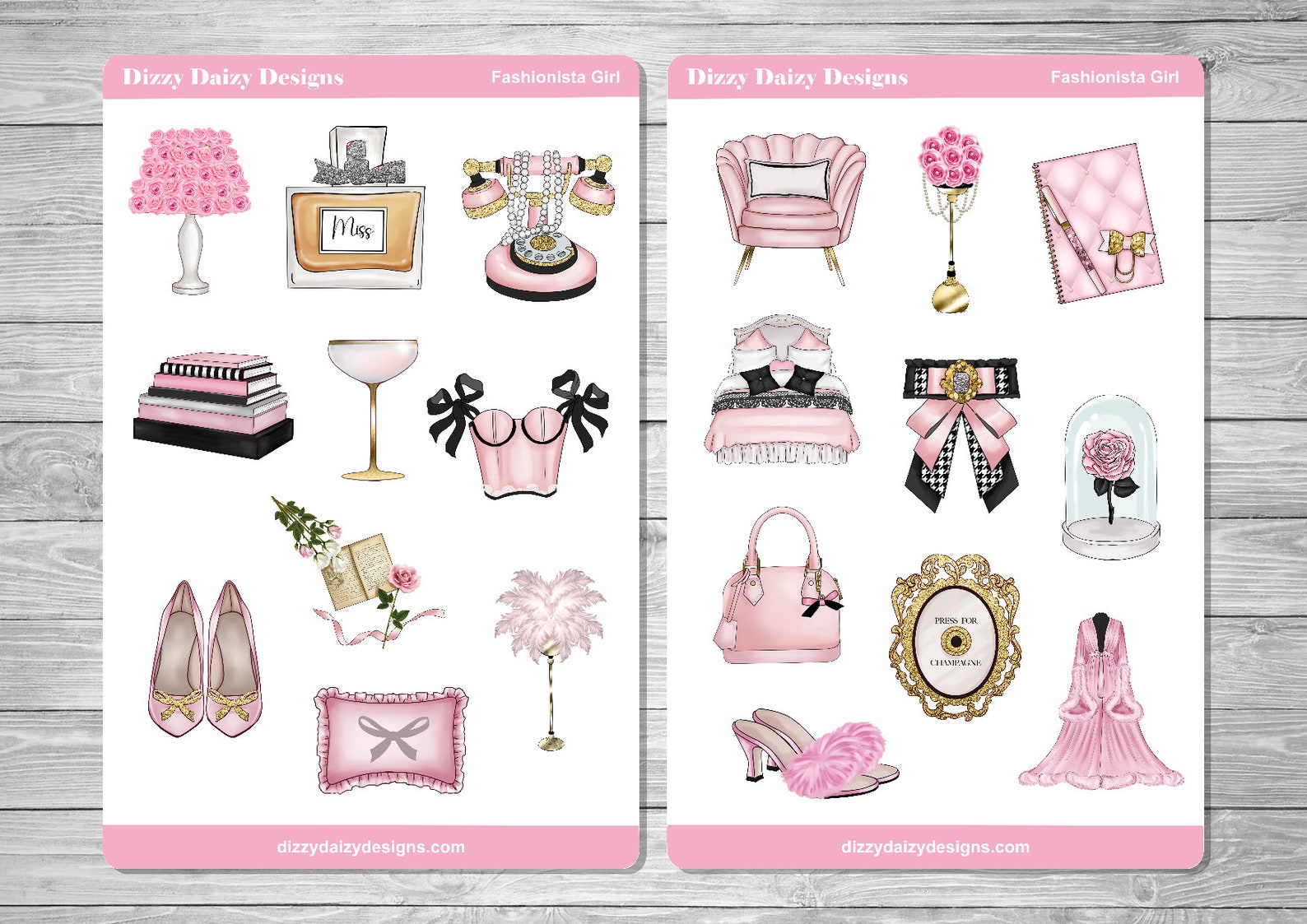 42 Fashionista Girl Stickers, Glamour Girl Stickers, French Fashion ...