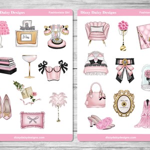 42 Fashionista Girl Stickers, Glamour Girl Stickers, French Fashion ...