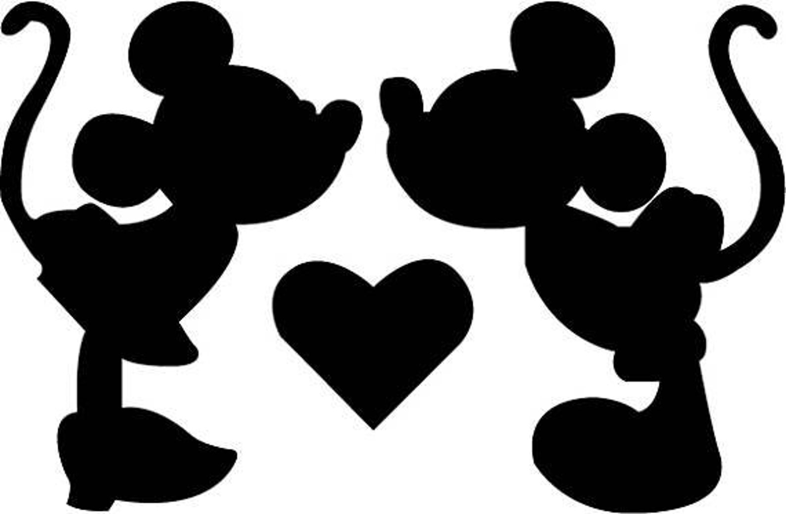 Mickey and Minnie kissing silhouette | Etsy