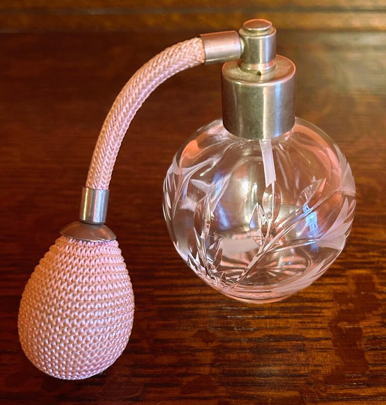 Vintage Crystal Perfume Bottle Clear Cut Glass With Spray Atomizer - Etsy