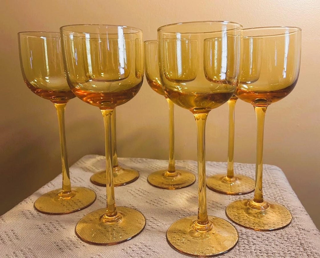 Vintage Carlo Moretti Italy Amber Tall Wine/water Glasses Set of 7 - Etsy
