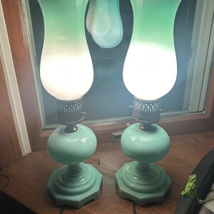 Vintage Jadite Jadeite Uramium Lamps Light Lantern Electric, Set of Two ...