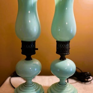 Vintage Jadite Jadeite Uramium Lamps Light Lantern Electric, Set of Two ...
