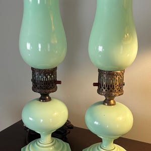 Vintage Jadite Jadeite Uramium Lamps Light Lantern Electric, Set of Two ...
