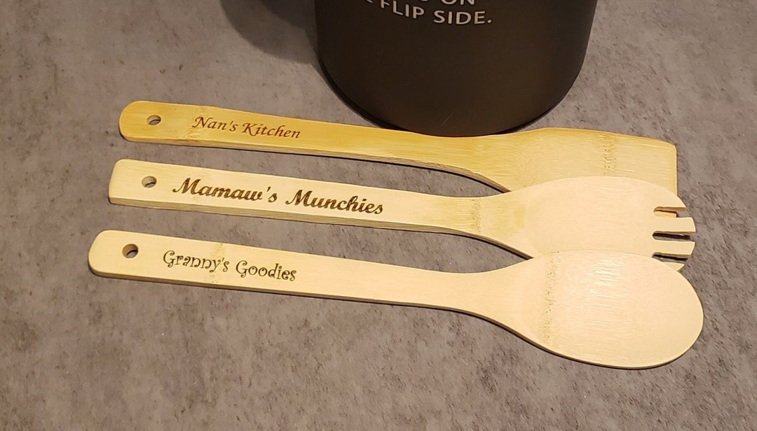 Personalized Bamboo Utensils, Personalized Kitchen Utensils, Gift for ...