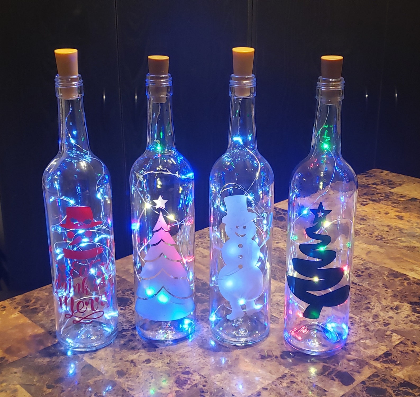 Lighted Holiday Bottle Lighted Bottle Lighted Wine Bottle | Etsy