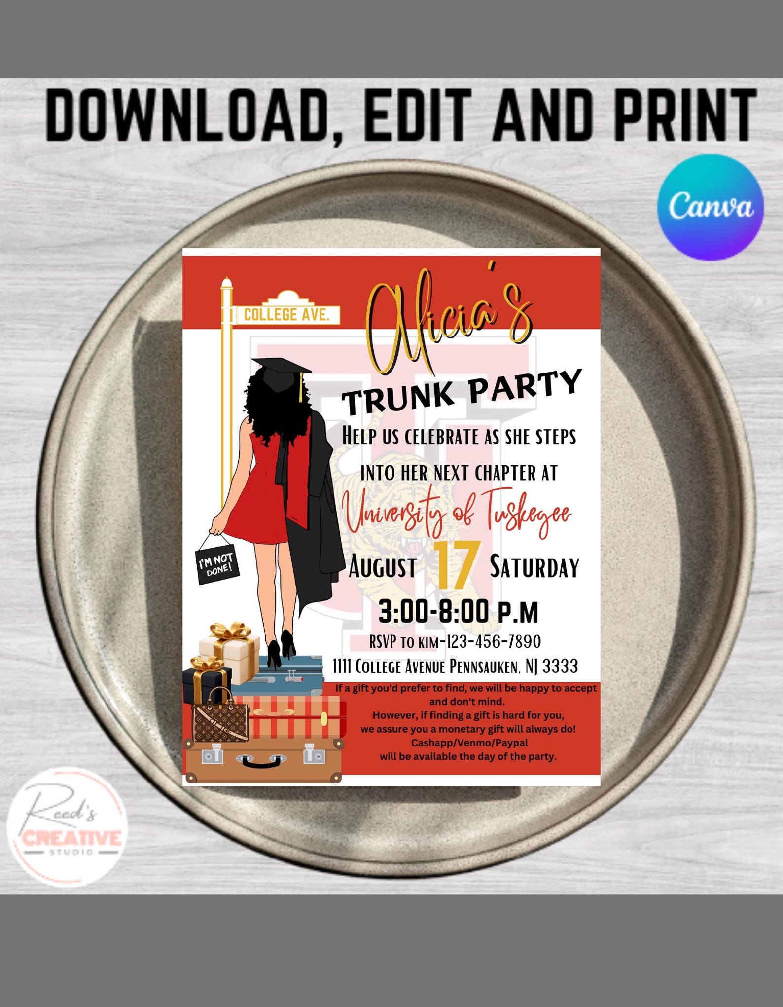 Tuskegee University Trunk Party Invitation Template: Social Media ...