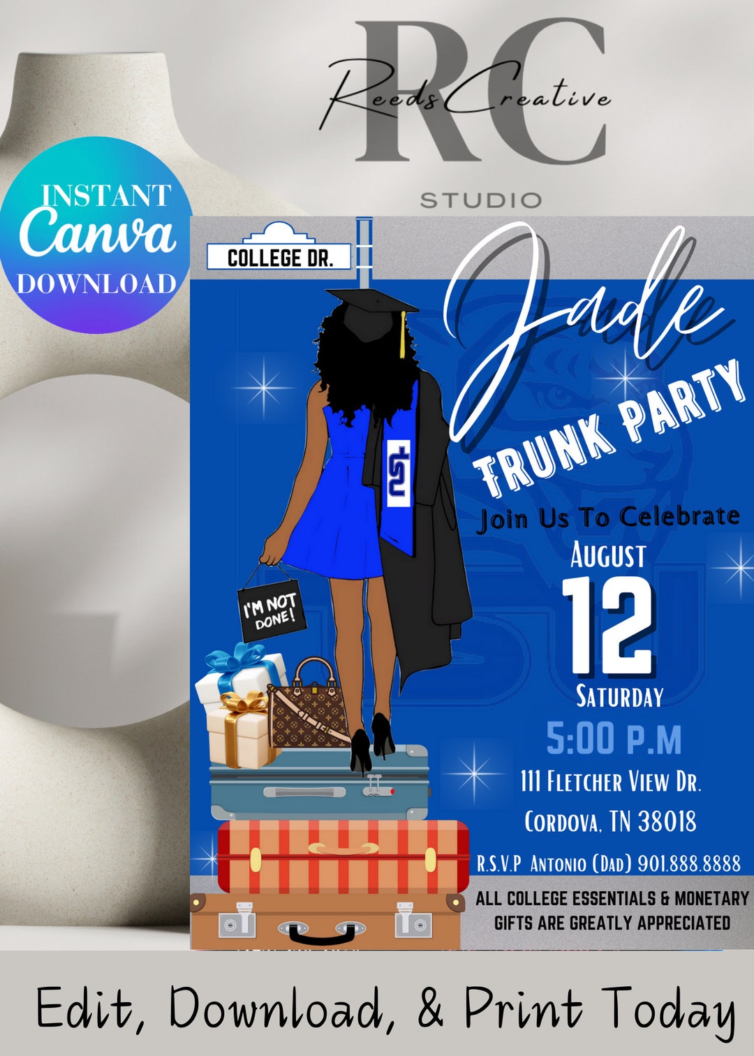 Tennessee State University Trunk Party Invitation Template, Social ...