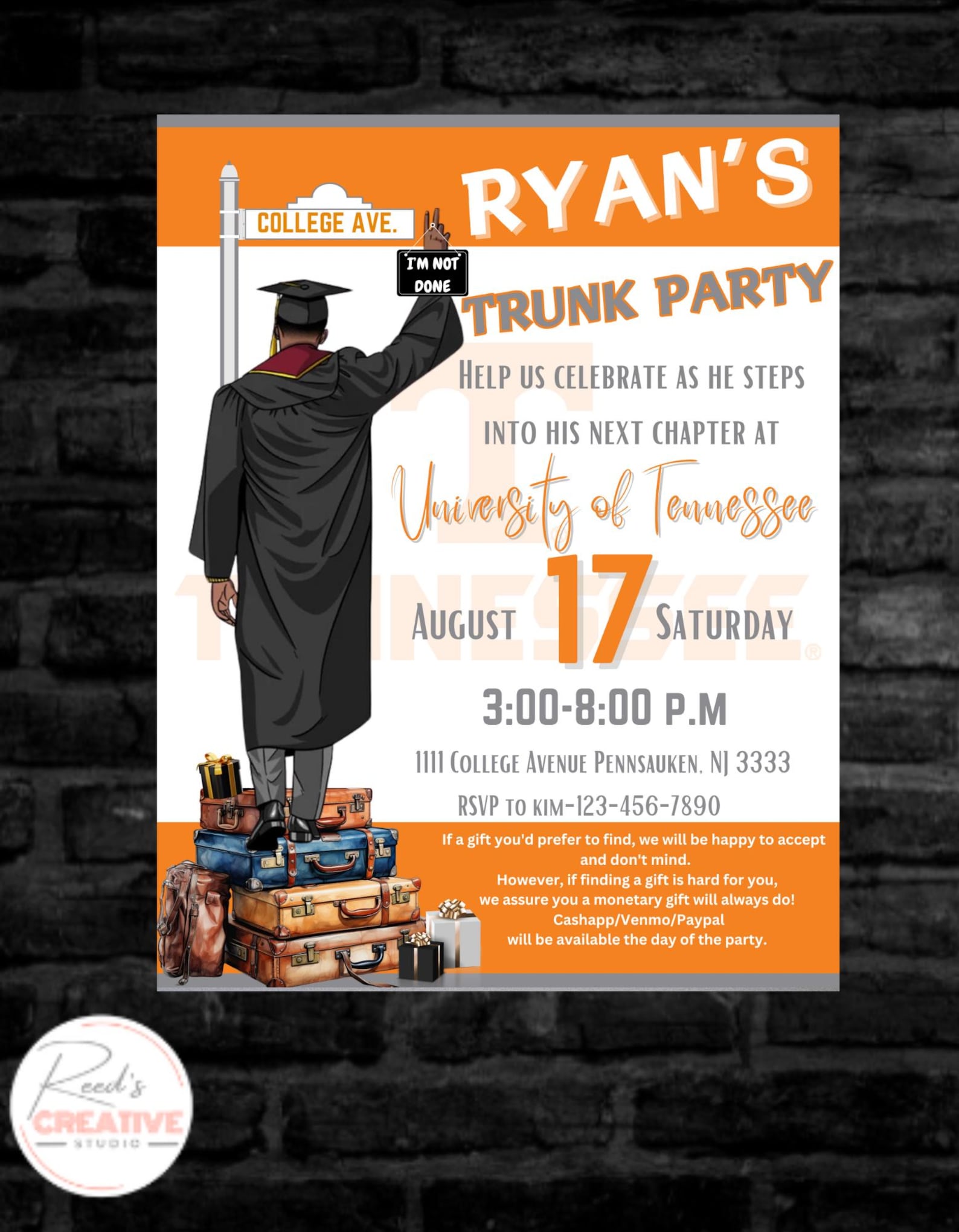 University of Tennessee Vols Male Trunk Party Invitation Template ...