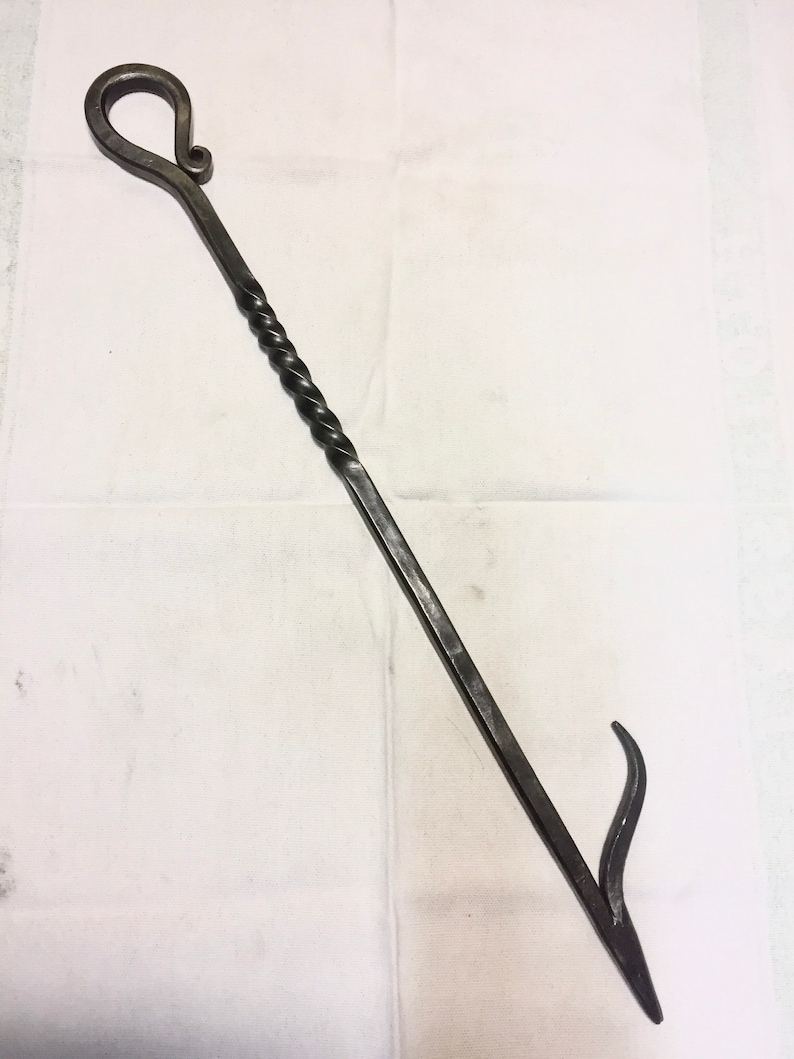 Blacksmith Made Hand Forged Fire Pit Log Burner Hooked Poker | Etsy