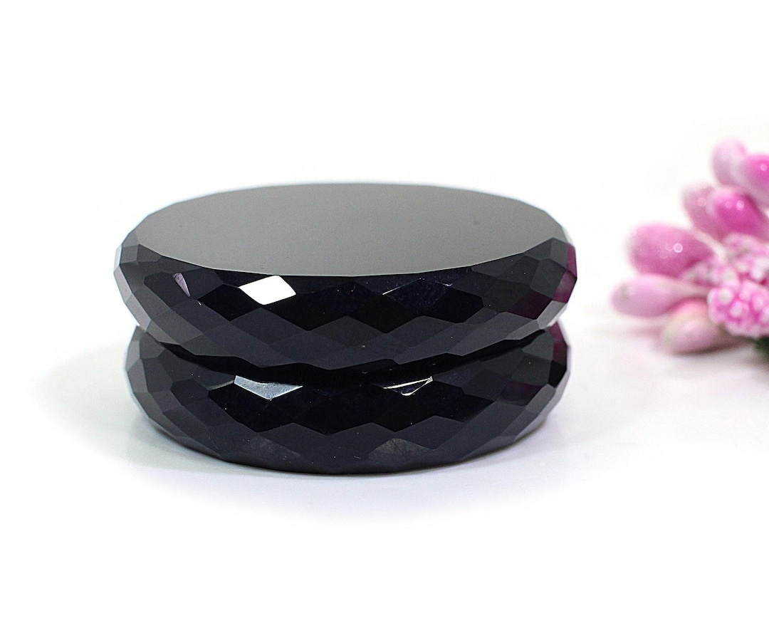 Black Onyx Flat Gemstone Disc - Etsy