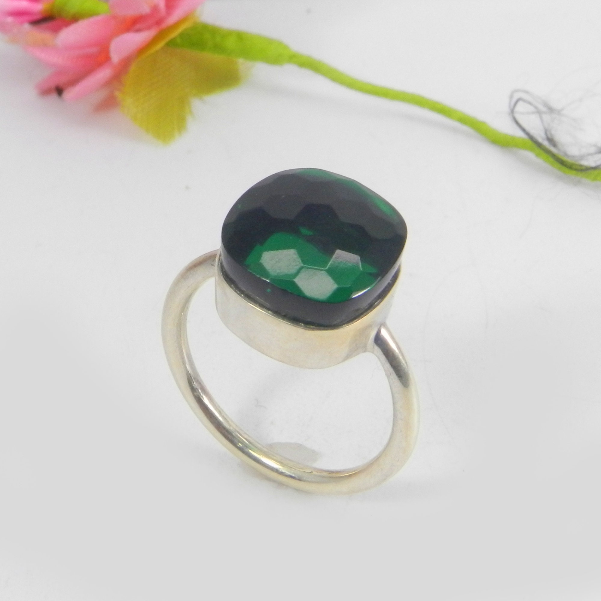 Silver Ring Gemstone Ring 925 Sterling Silver Green - Etsy