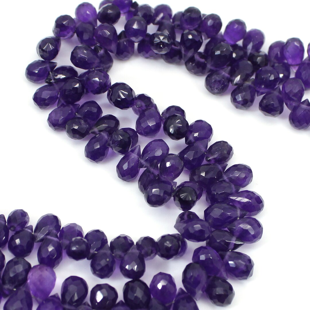 8 INCH Natural Amethyst Tear Drop Briolette Beads Strand for - Etsy