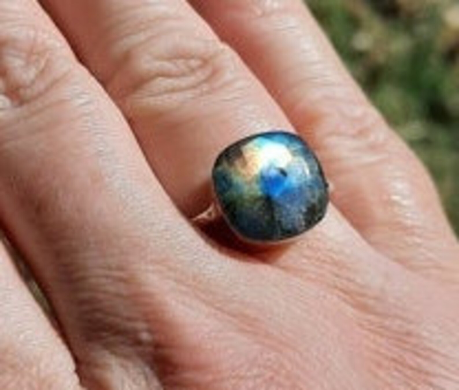 Labradorite Ring Blue Flashy Ring Stackable Ring 925 - Etsy