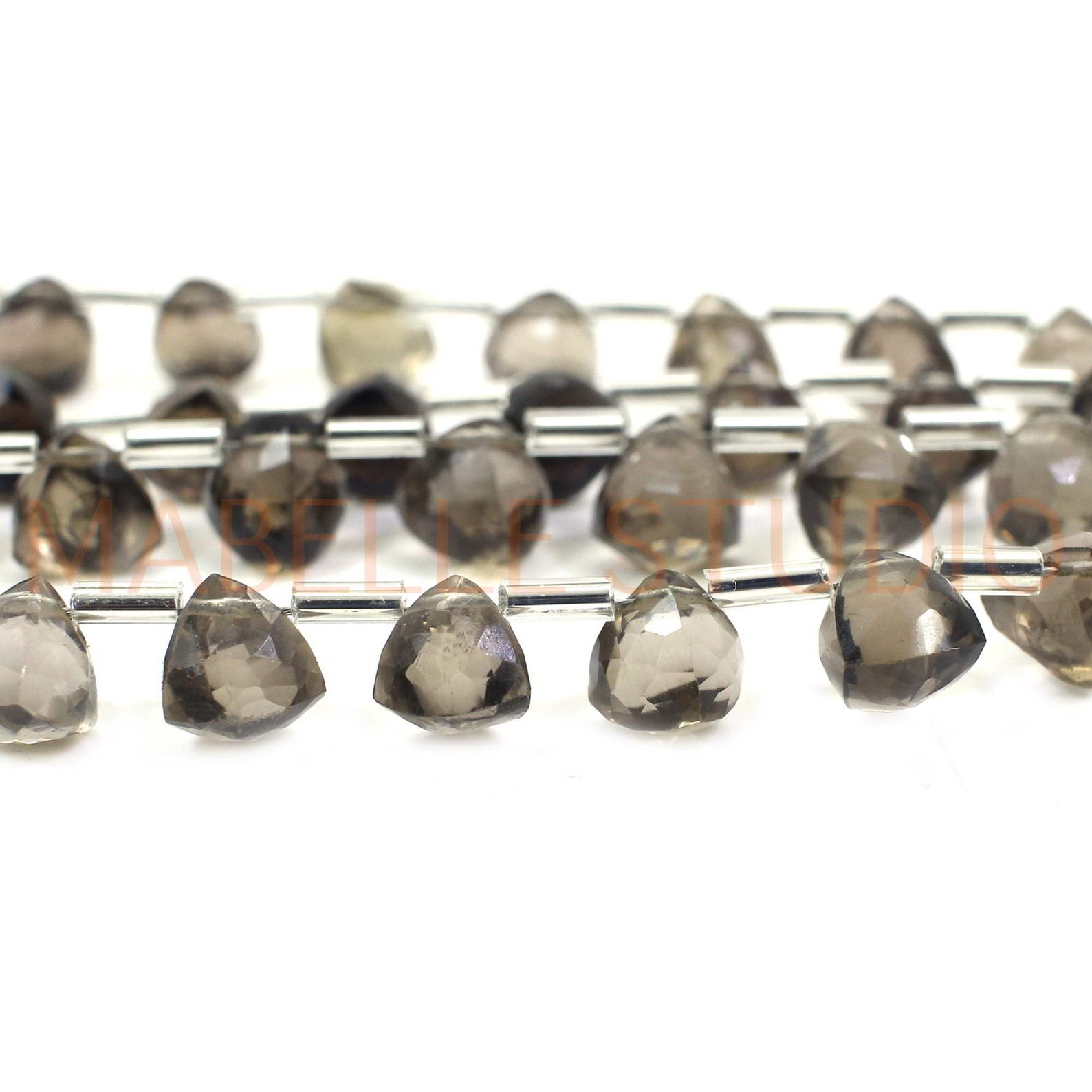 Gemstone 9 INCH Natural Smoky Quartz Beads Trillion Faceted | Etsy