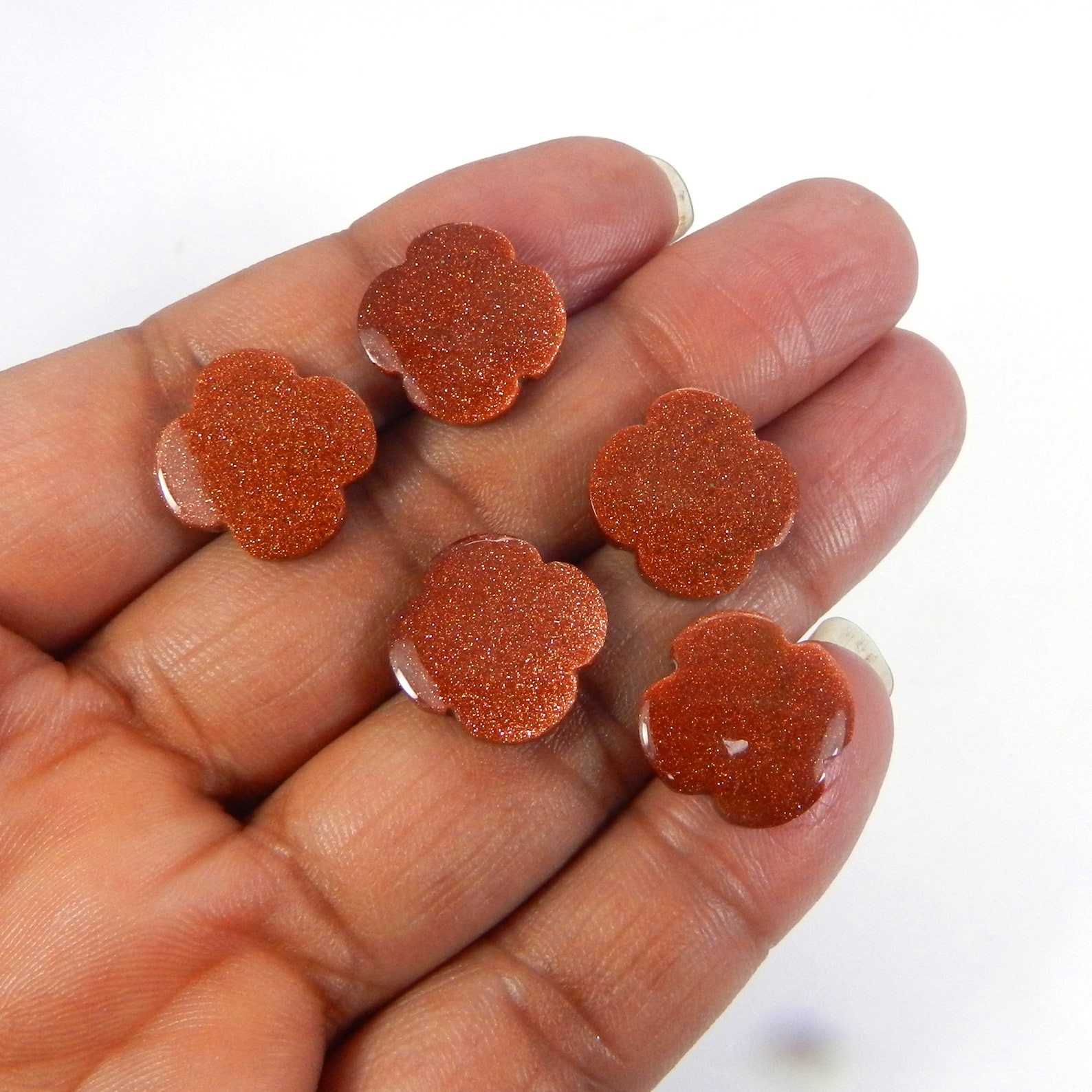 Sunstone Cabochon Clover Shape 15X15 MM Loose Gemstone 5 Pcs - Etsy
