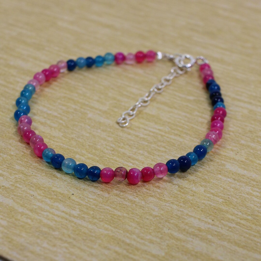 Cute Multi Agate Silver Friendship Bracelet - Etsy