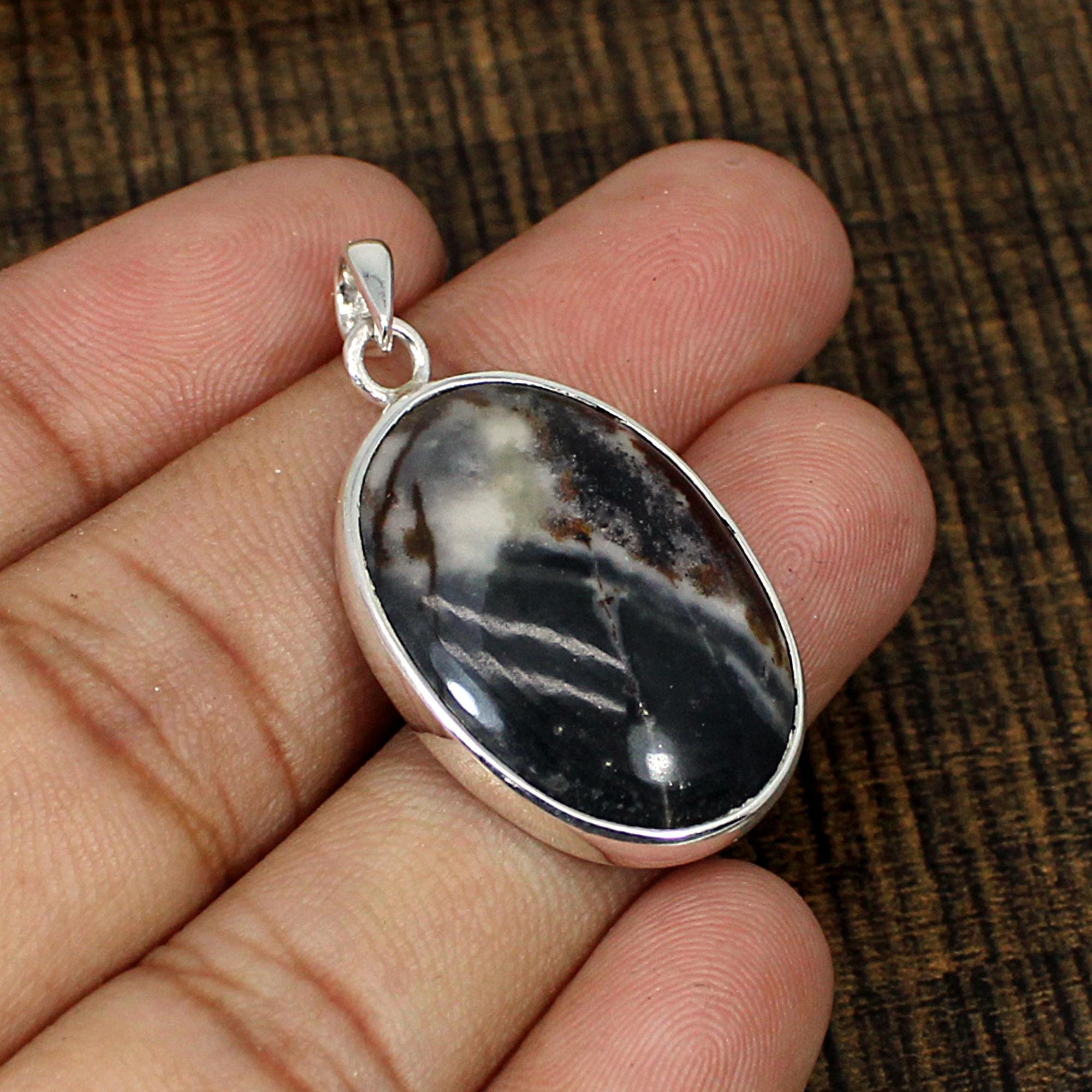 925 Sterling Silver Agate Pendantoutback - Etsy