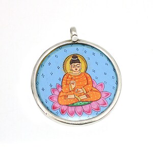 Lord Buddha Painting-glass Frame Pendant-925 Sterling Silver - Etsy