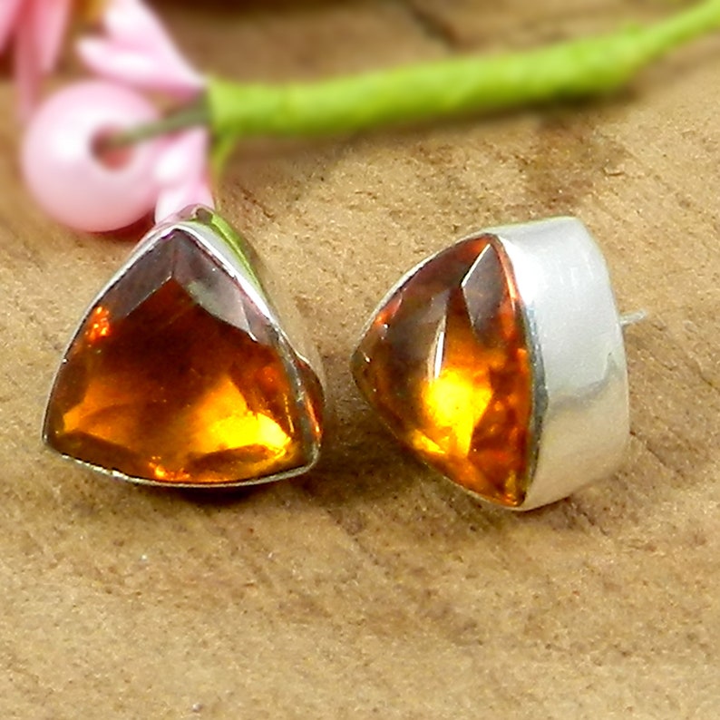 925 Sterling Silver Dark Citrine 12x12mm Trillion Faceted - Etsy