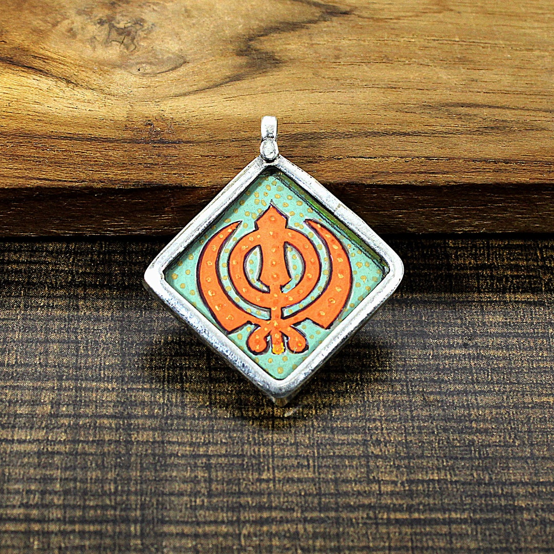 Shikhism Khandha Symbol Pendant 925 Sterling Silver Glass - Etsy