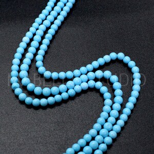 Turquoise Round Smooth Beads 17 INCH Strand Synthetic Blue Turquoise ...