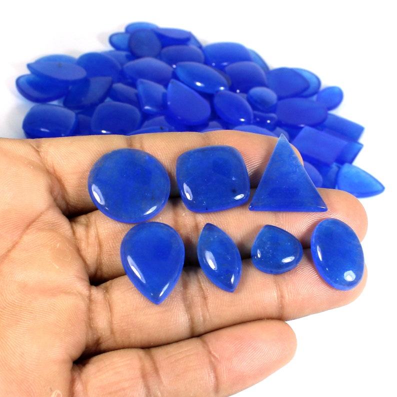 Chinese Dyed Blue Jade Mix Shape Cabochon Wholesale Lot | Etsy