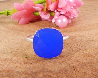Chalcedony Ring Blue Chalcedony Natural Chalcedony Ring - Etsy