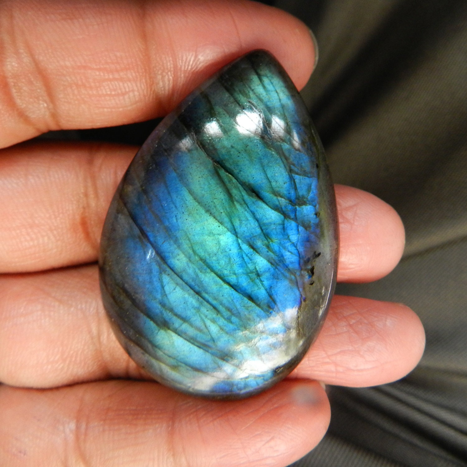 Natural Blue Labradorite 52x35mm Pear Shape Flat Back Loose | Etsy