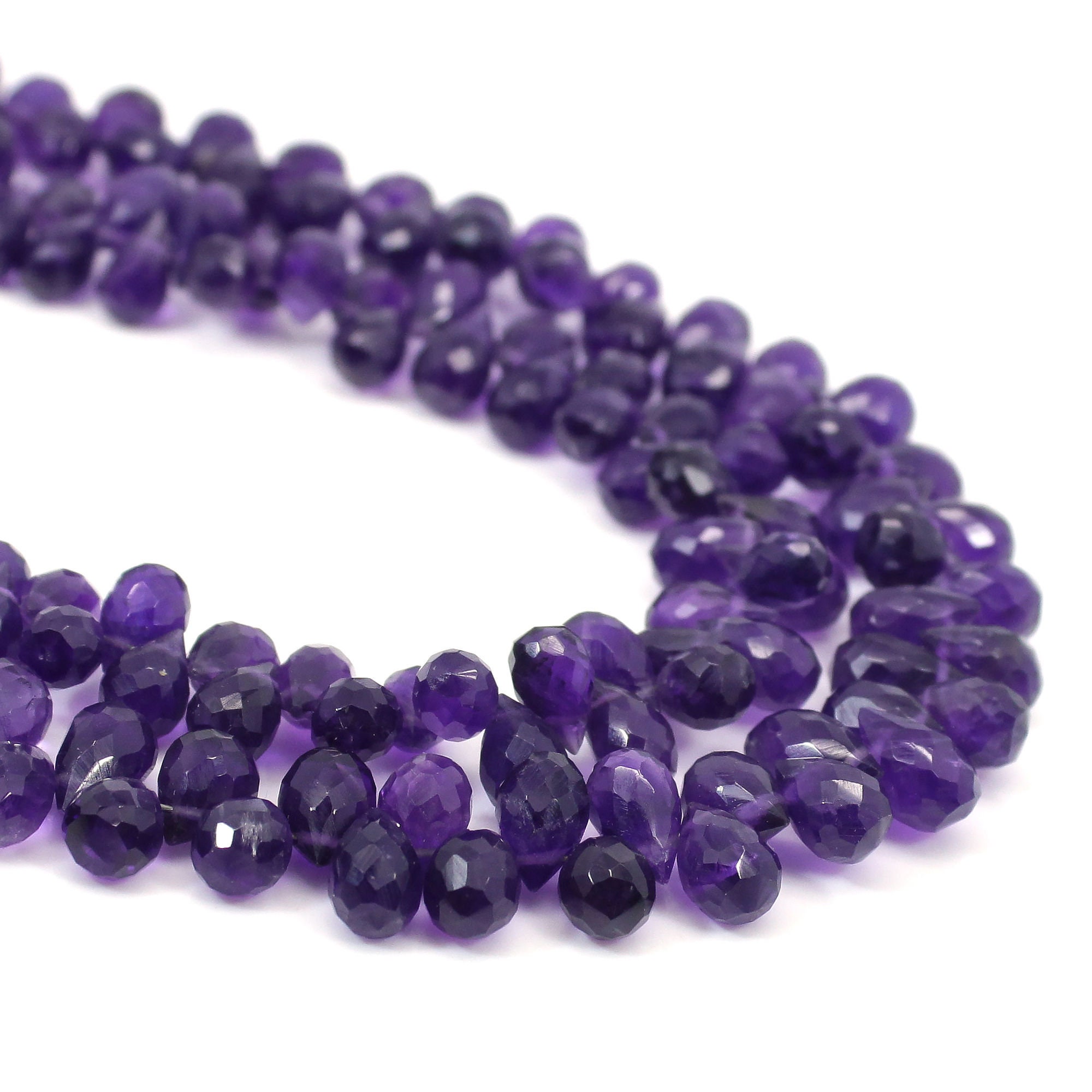 8 INCH Natural Amethyst Tear Drop Briolette Beads Strand for - Etsy