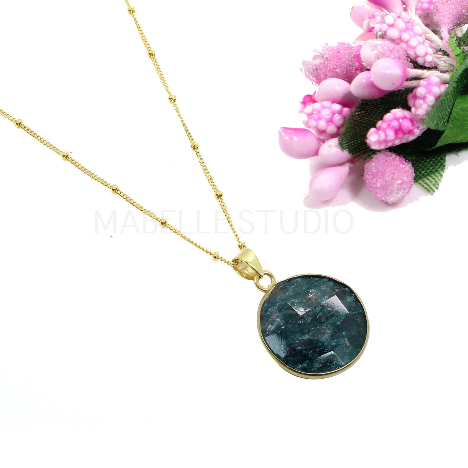 Emerald Corundum Necklace Women Gemstone Necklace Gold - Etsy