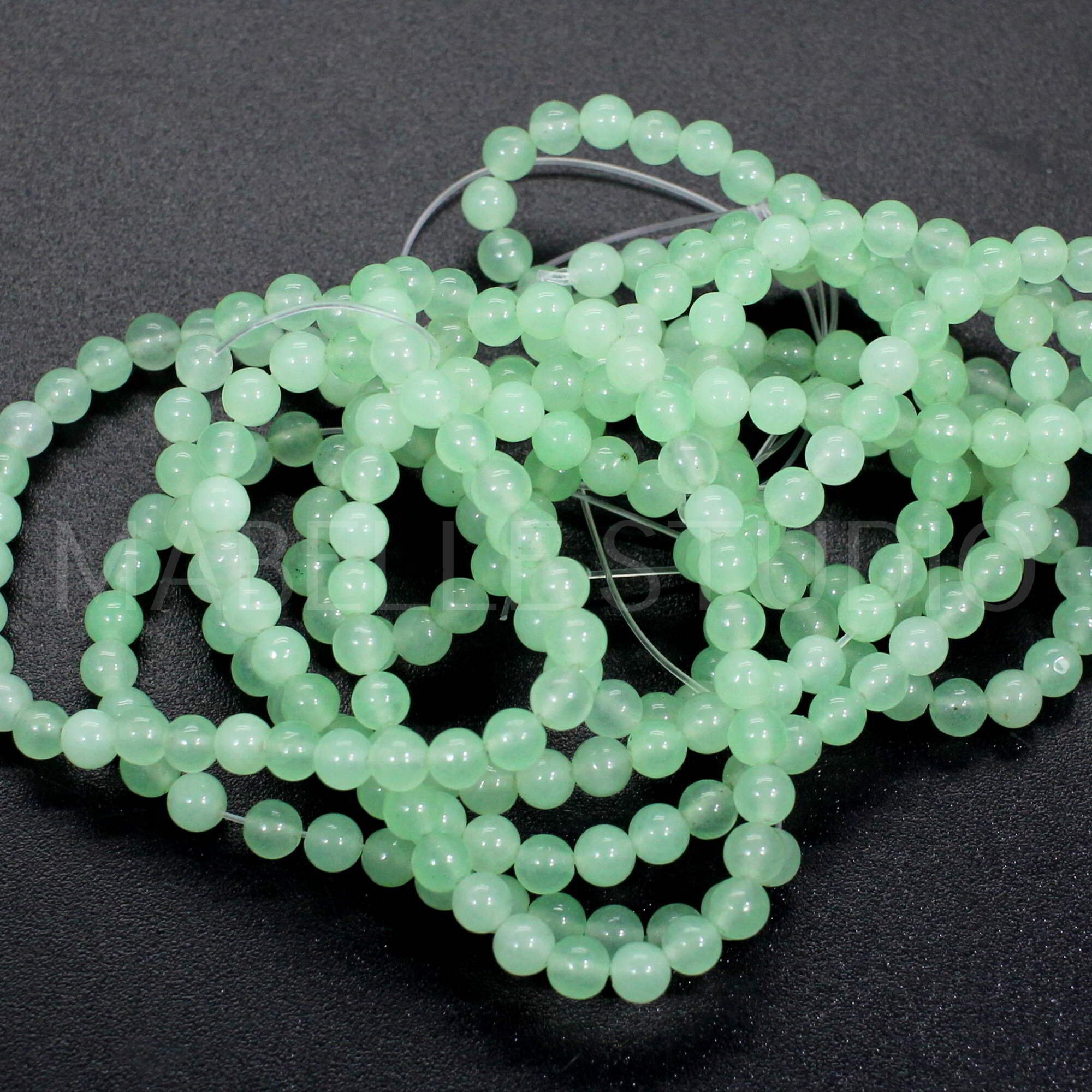 15 INCH Prehnite Gemstone Round Smooth Beads Healing Energy | Etsy