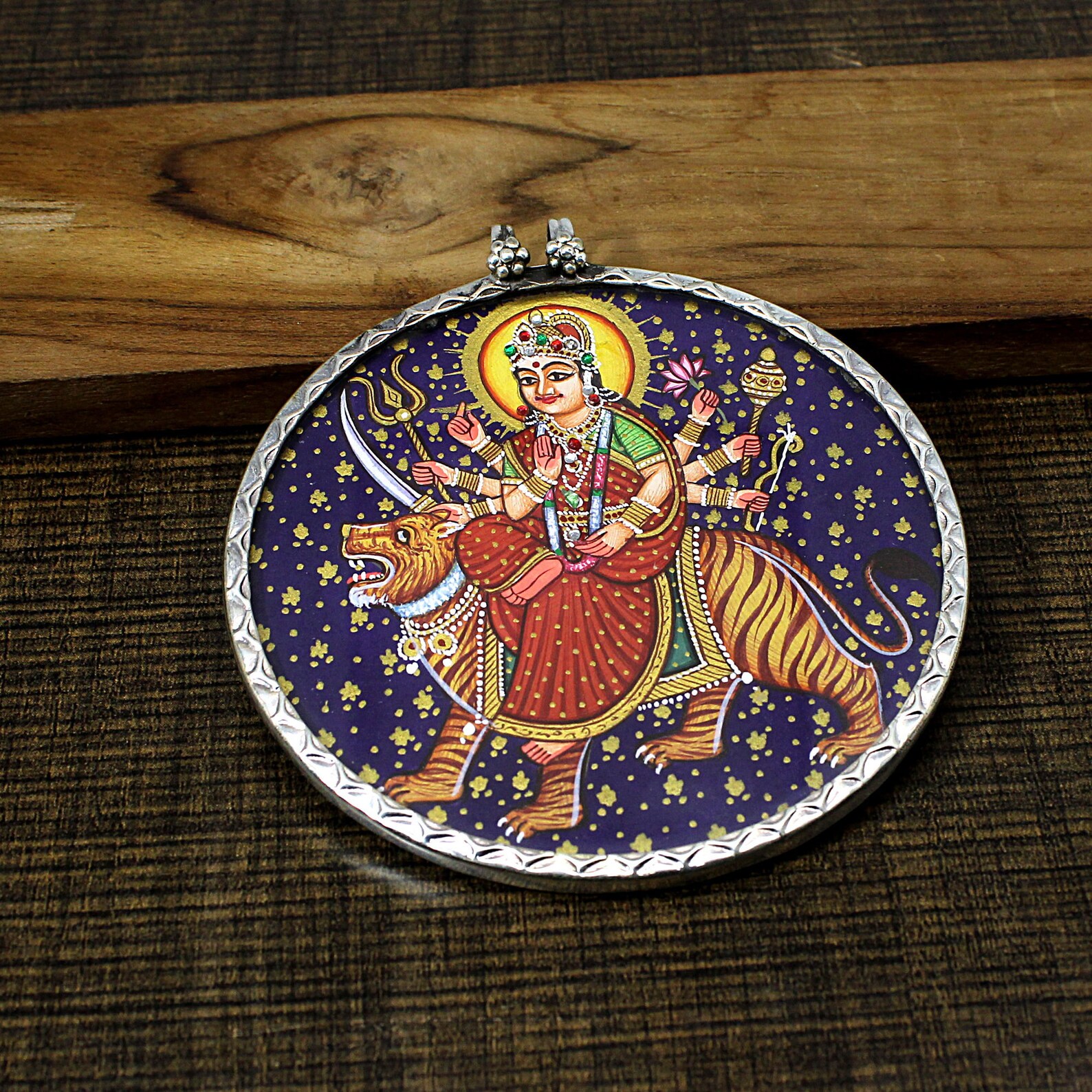 Durga Goddess Handmade Pendant 925 Sterling Silver Glass - Etsy