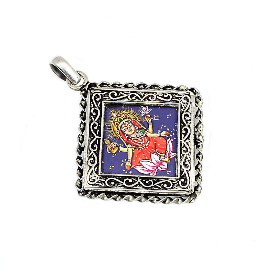 Indian Hand Painted Laxmi Pendant-goddess of Prosperity-hindu - Etsy