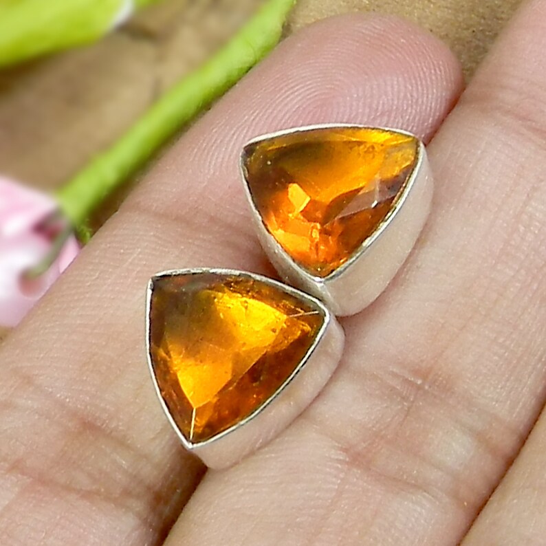 925 Sterling Silver Dark Citrine 12x12mm Trillion Faceted - Etsy