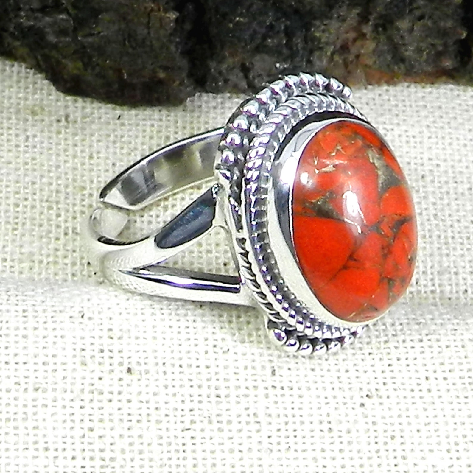 Red Copper Turquoise Ring 925 Sterling Silver Ring Boho - Etsy