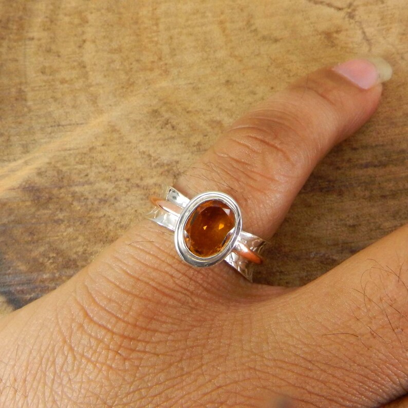 Citrine Oval Cut 925 Sterling Silver Designer Ring Textured - Etsy