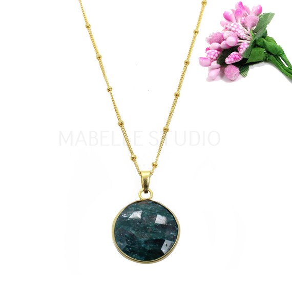 Emerald Corundum Necklace Women Gemstone Necklace Gold - Etsy